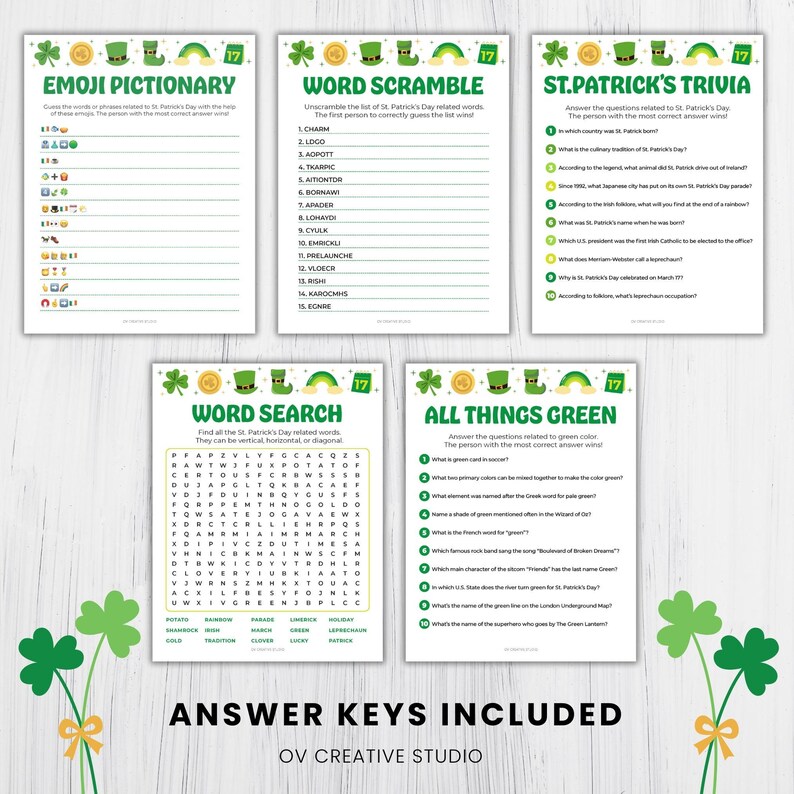 St Patrick's Day Party Games Bundle | Printable St Patricks Day ...