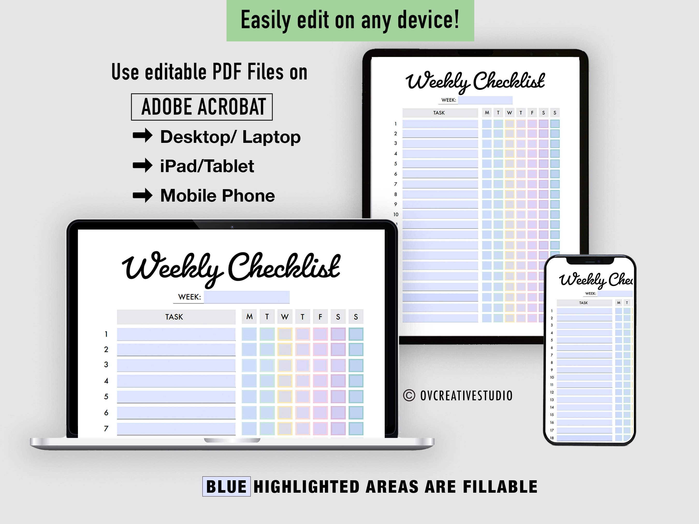 Editable Weekly Checklist Printable Weekly to Do List - Etsy