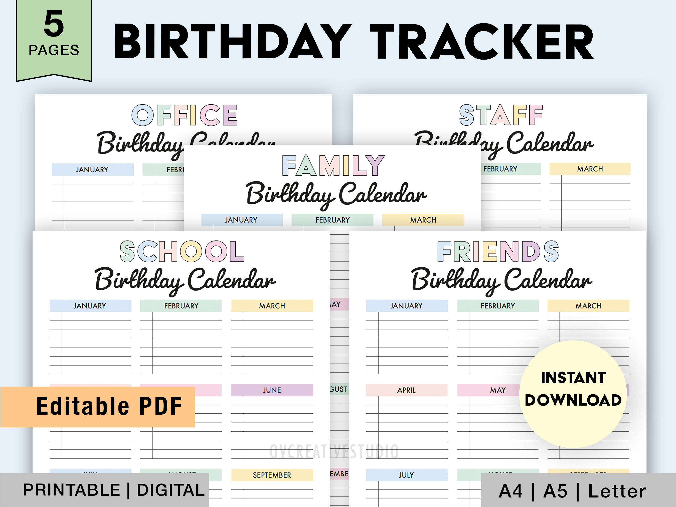 Editable Birthday Tracker List Printable Birthday Calendar - Etsy Australia