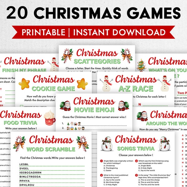 Christmas Games Printable - Etsy