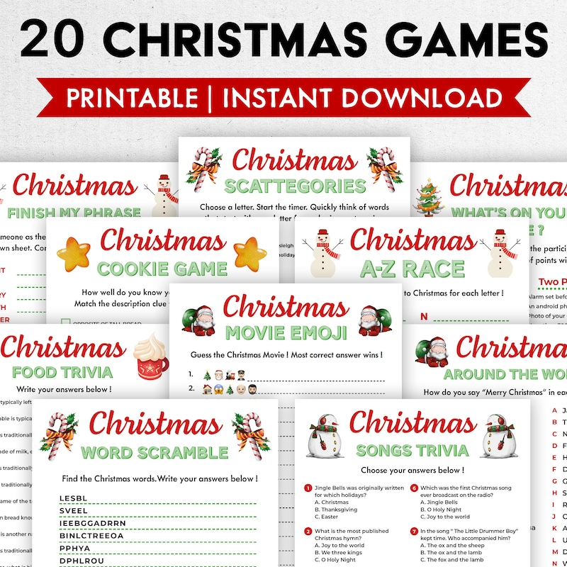 Christmas Games Printable - Etsy