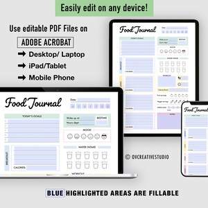 Editable Food Journal | Printable, Digital | Food Diary, Daily Food ...