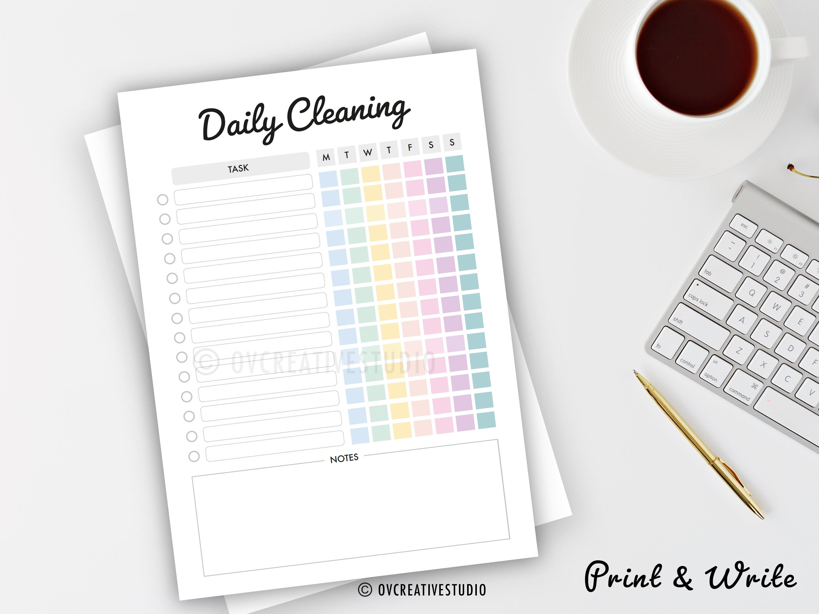 Editable Daily Cleaning Schedule Printable Weekly Cleaning - Etsy