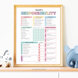 Editable Responsibility Chore Chart for Kids | Printable | Kids Daily ...