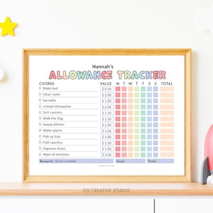 EDITABLE Allowance Tracker Kids | Earn Money Chart | Daily Weekly ...