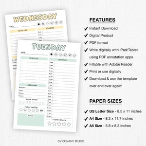 Editable Daily Planner Schedule | Printable, Digital PDF | to Do List ...