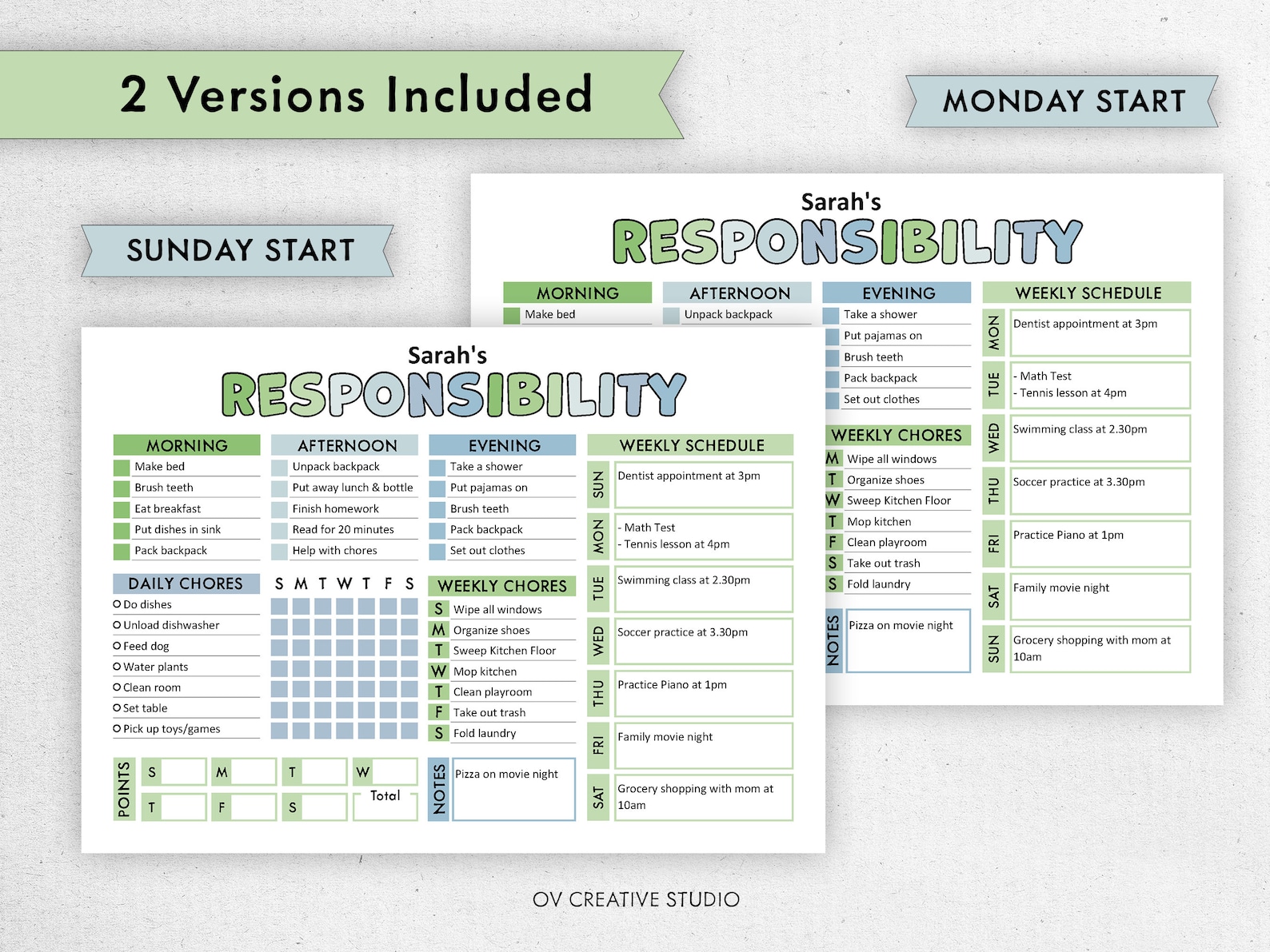 Editable Responsibility Chore Chart for Kids | Printable | Kids Daily ...