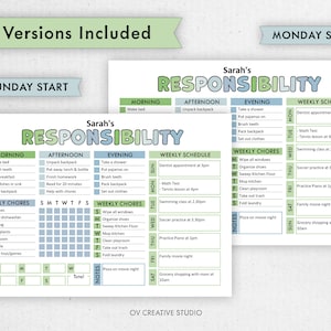 Editable Responsibility Chore Chart for Kids | Printable | Kids Daily ...