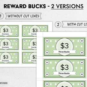 Editable Kids Reward Bucks | Printable | Mom Bucks, PDF Reward System ...