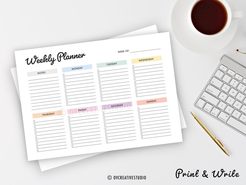 Editable Weekly Planner | Printable Weekly Planner Template | Week at A ...
