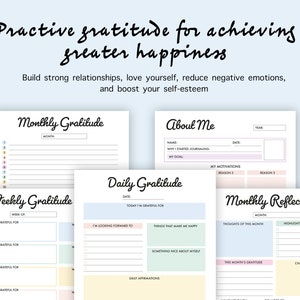 Gratitude Journal Printable Bundle | Editable, Digital PDF | Wellness ...