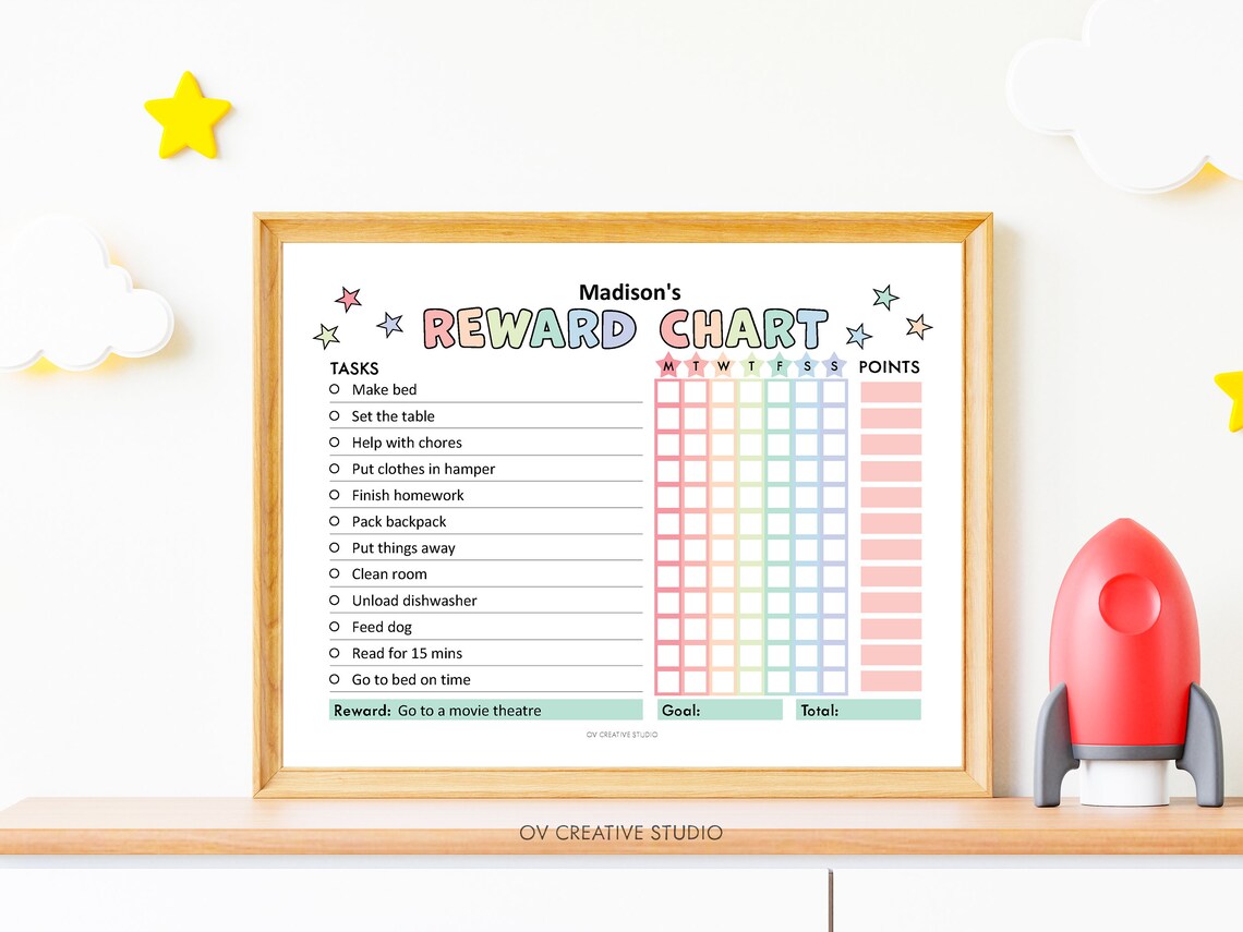 EDITABLE Reward Chart for Kids | Printable, Digital PDF | Weekly Chore ...