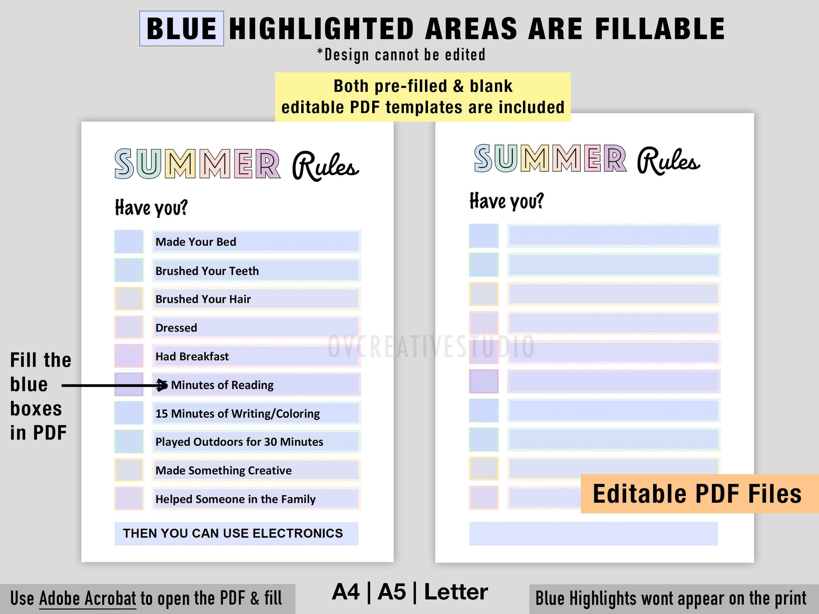 Editable Summer Rules for Kids | Printable Summer Rules | Summer ...