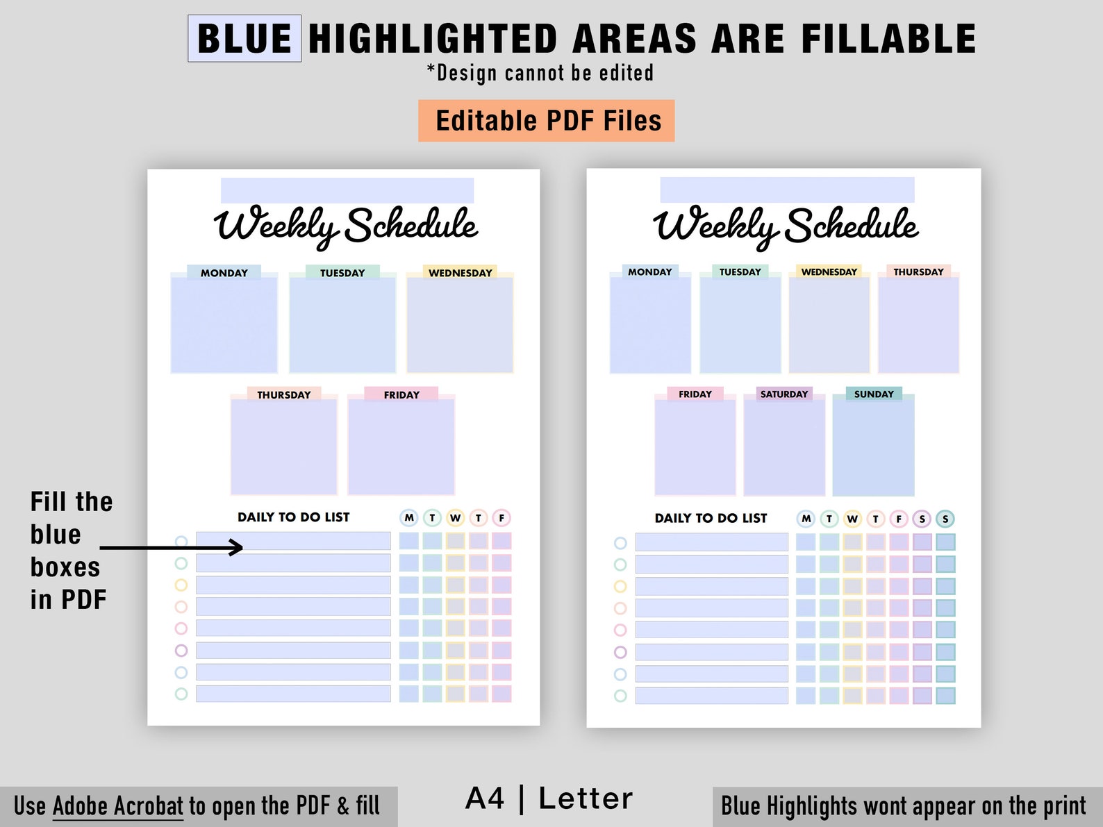 Editable Weekly Schedule Weekly School Schedule Weekly - Etsy