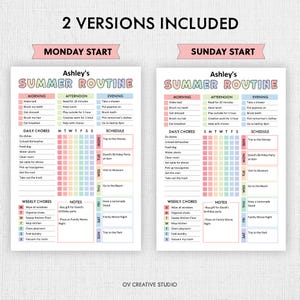 Summer Planner for Kids Printable | Summer Weekly Routine | Kids Chore ...