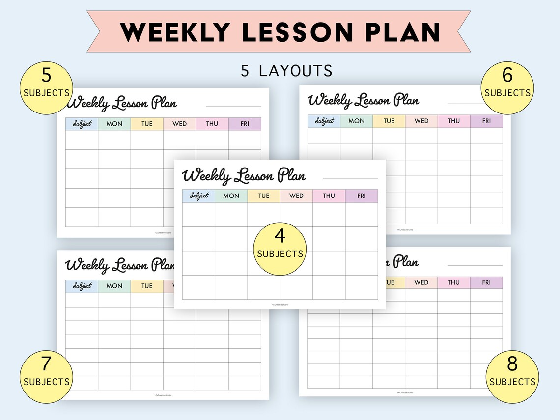 Editable Lesson Planner Printable Digital Weekly Lesson - Etsy