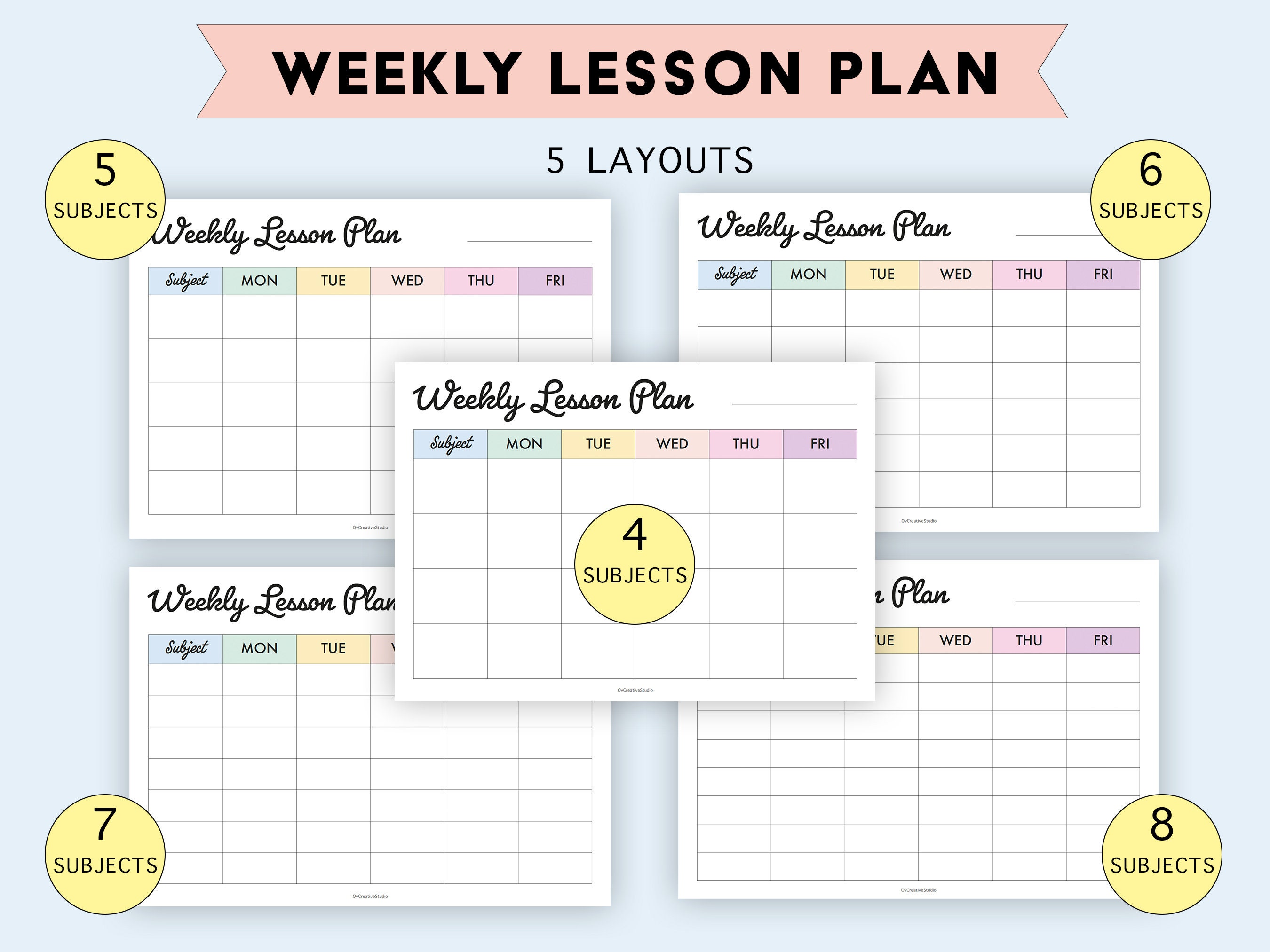 Editable Lesson Planner Printable Digital Weekly Lesson - Etsy