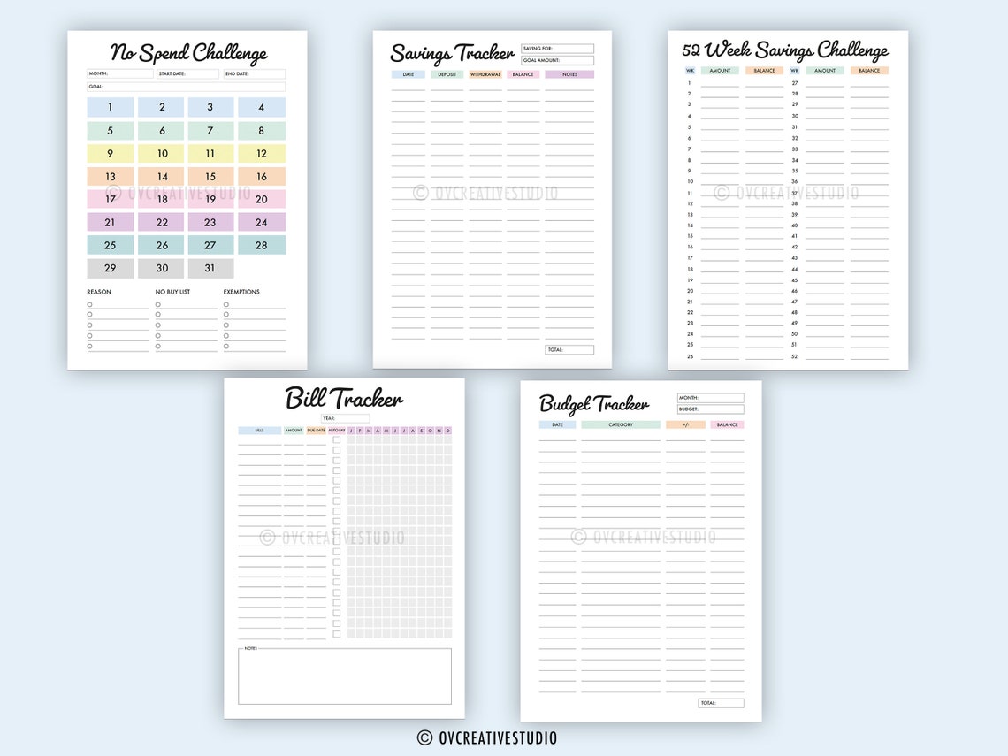 Editable Budget Tracker Set Printable Income Expense - Etsy