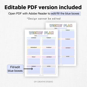 Editable Weekly Planner | Printable, Digital | Weekly Planner PDF ...