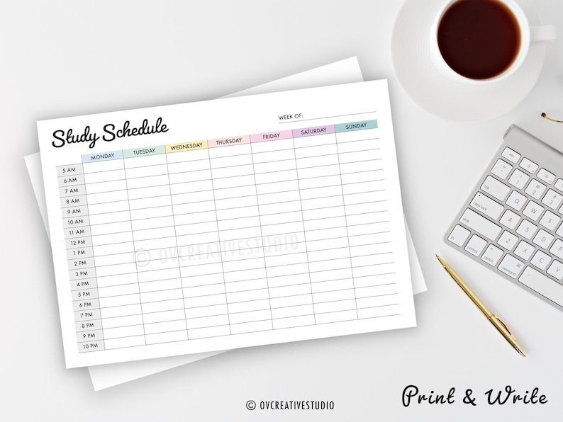 Editable Weekly Study Schedule | Printable Study Planner | Weekly ...