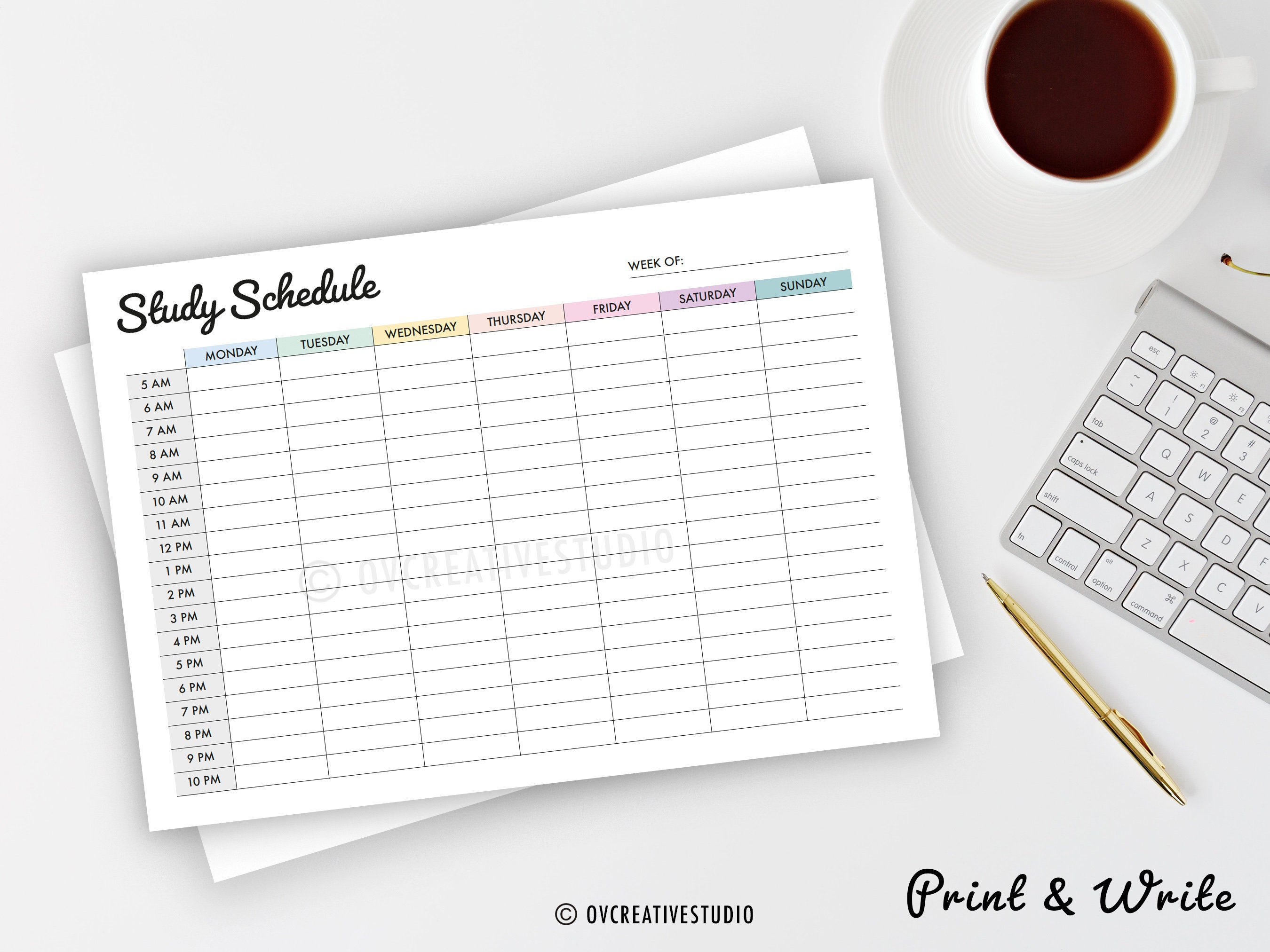 Buy Editable Weekly Study Schedule | Printable Study Planner | Weekly ...