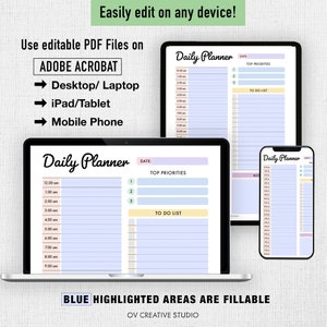 Editable 24 Hour Daily Planner Schedule | Printable, Digital PDF | to ...