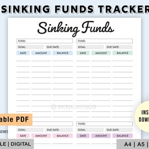 Editable Sinking Funds Tracker | Printable | Digital | Sinking Funds ...