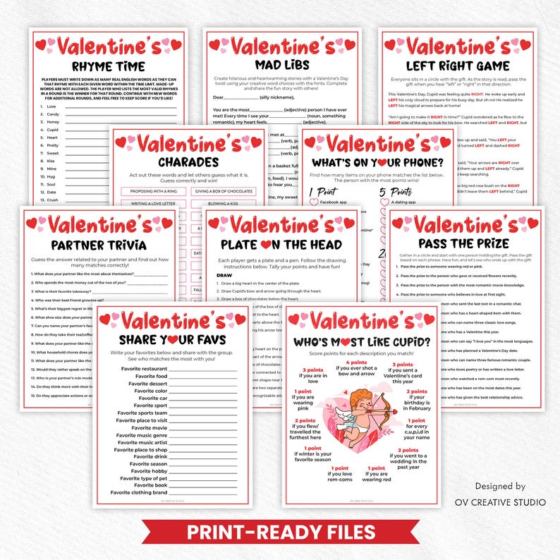 Valentines Day Printable Games | Valentines Party Games Bundle ...