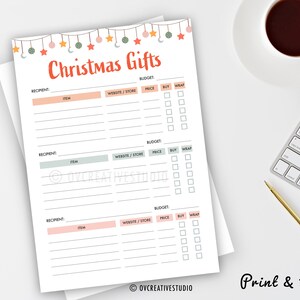 Christmas Gift List Printable | Fillable | Editable PDF | Christmas ...