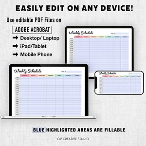 Editable Weekly Schedule | Printable, Digital | Weekly Planner PDF ...