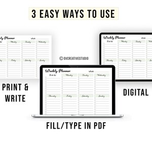 Weekly Planner - Printable, Editable PDF, Digital | to Do List ...