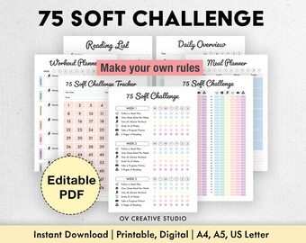 75 Day Soft/ Easy Challenge Habit Tracker Digital Download - Etsy