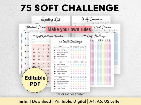 75 Soft Challenge 75 Soft Challenge Tracker Daily Habits - Etsy Canada