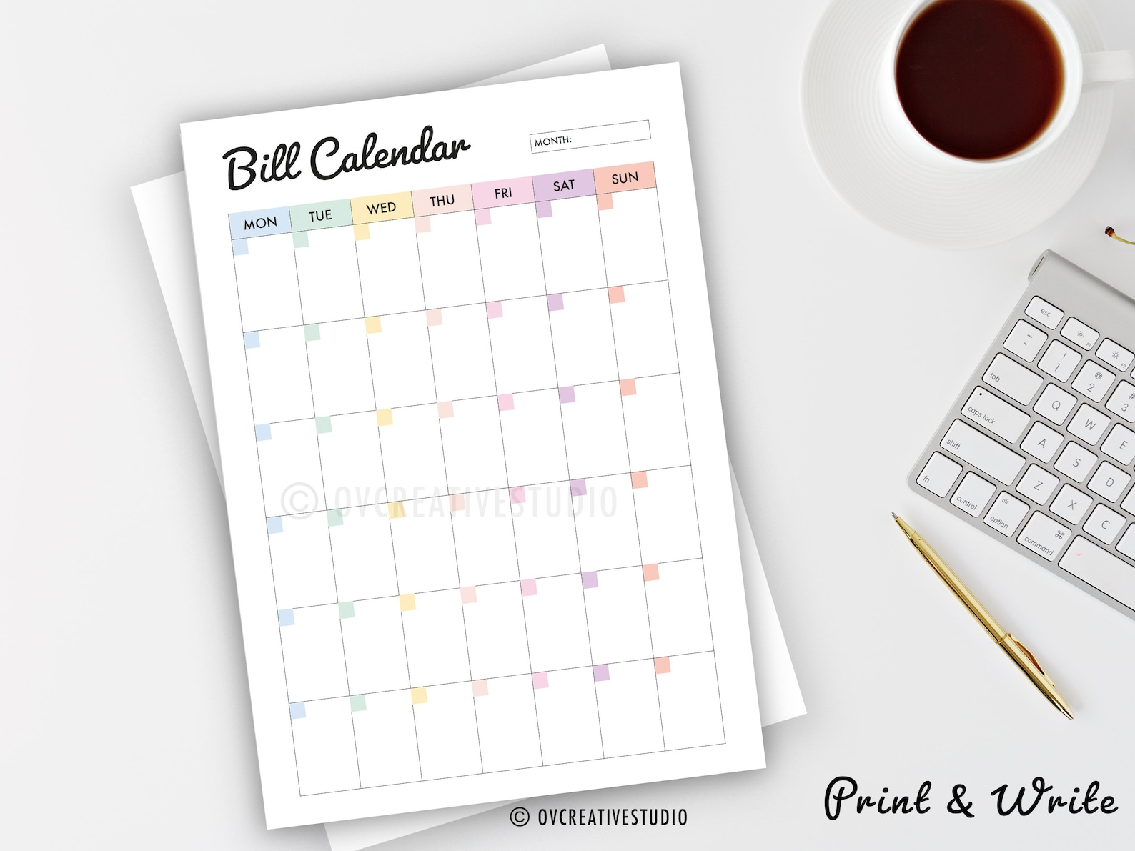Editable Bill Calendar | Printable Monthly Bill Planner | Monthly Bill ...