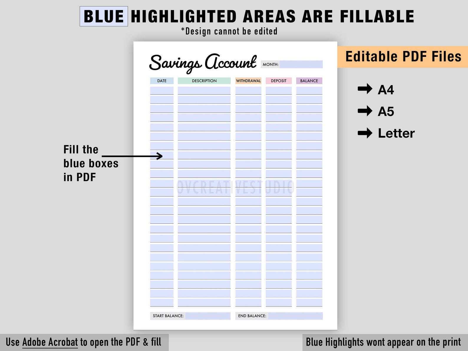 Editable Savings Account Savings Tracker Savings Log - Etsy UK
