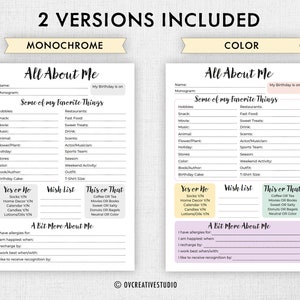 All About Me | Printable, Digital | Get to Know Me, Employee ...