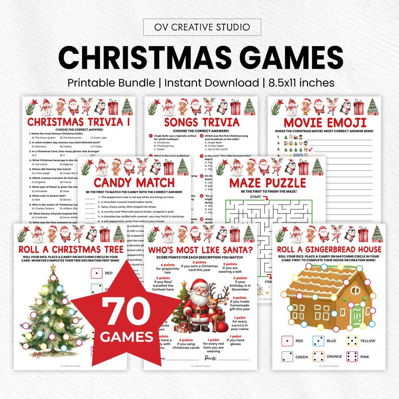 Christmas Games Mega Bundle Printable | Holiday Games, Family Movie ...