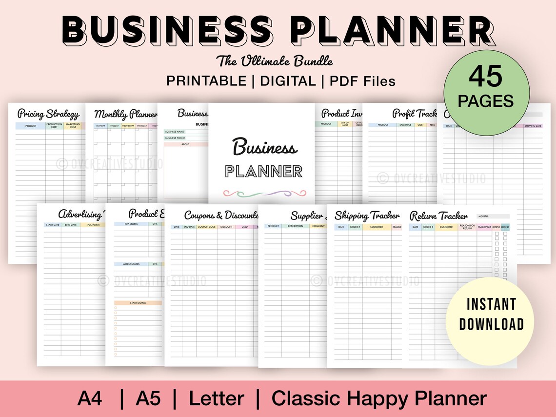 Business Planner Bundle Printable Digital Business - Etsy