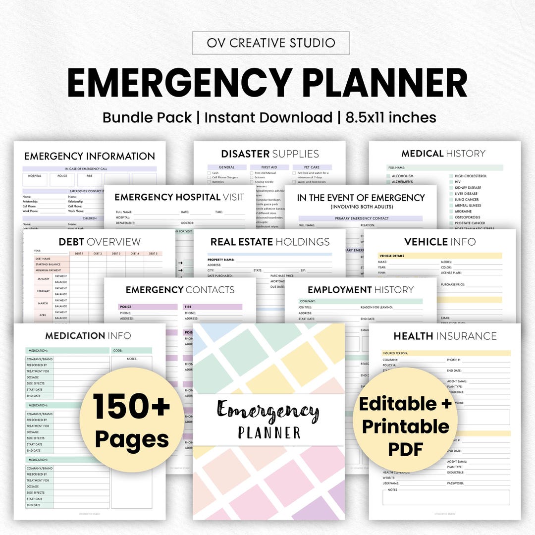 Editable Emergency Planner Binder | Just in Case Planner, What If ...