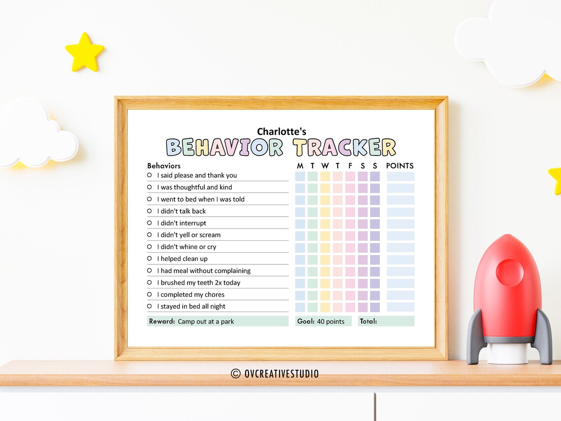 Behavior Reward Chart for Kids | Printable, Editable, Digital PDF ...