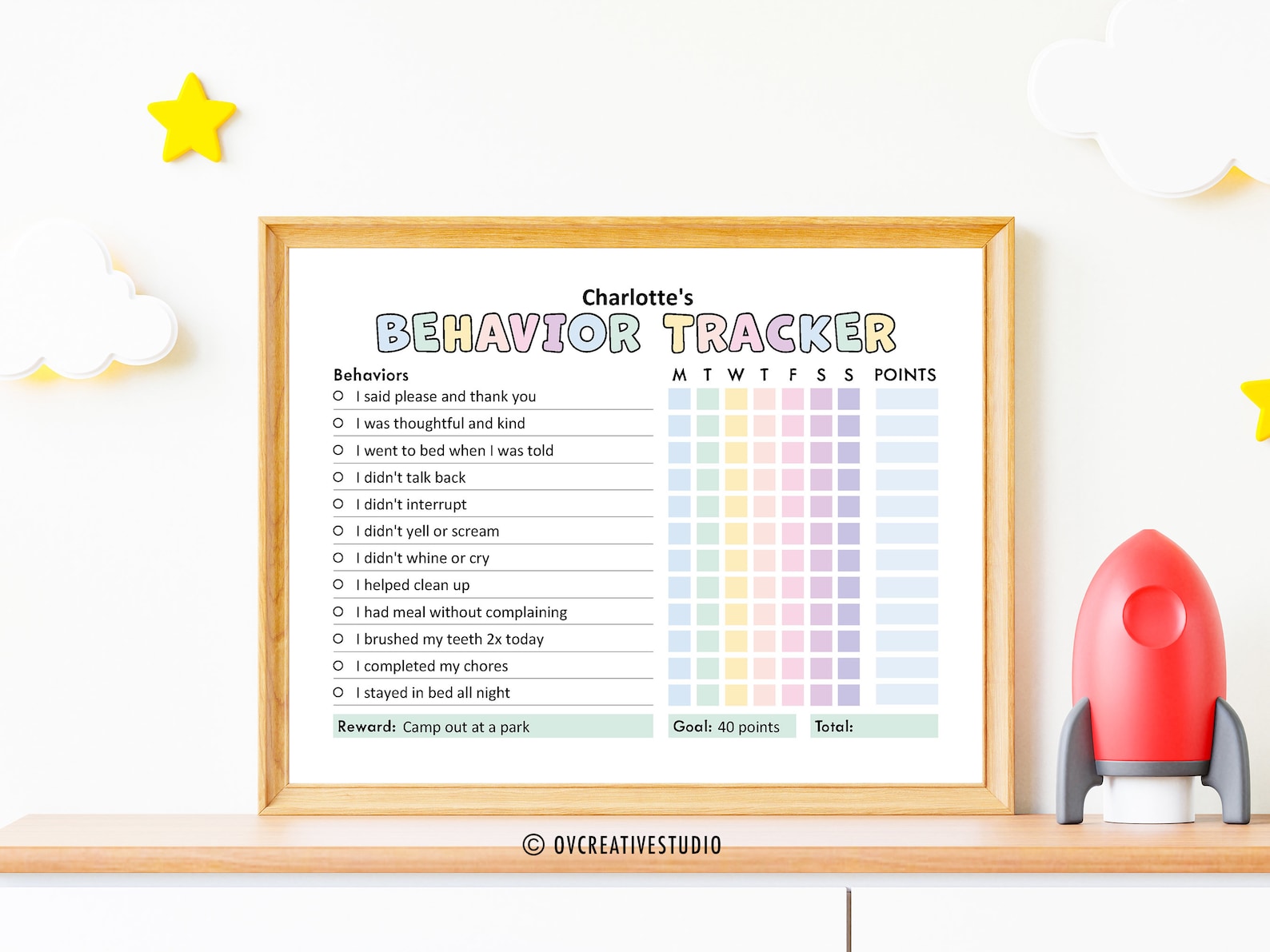 Behavior Reward Chart for Kids | Printable, Editable, Digital PDF ...