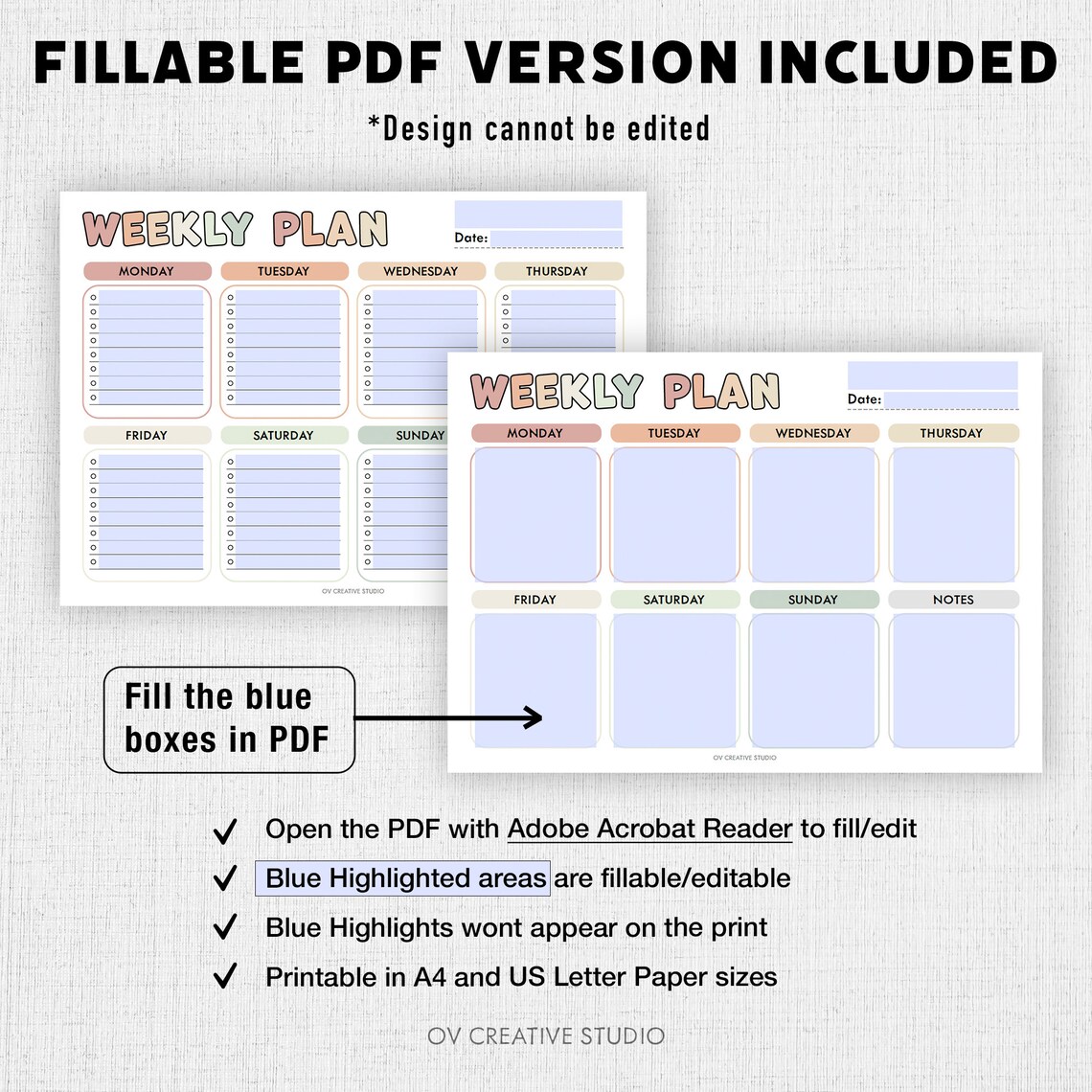 Editable Weekly Planner | Printable, Digital | Weekly Planner PDF ...