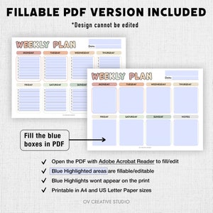 Editable Weekly Planner | Printable, Digital | Weekly Planner PDF ...