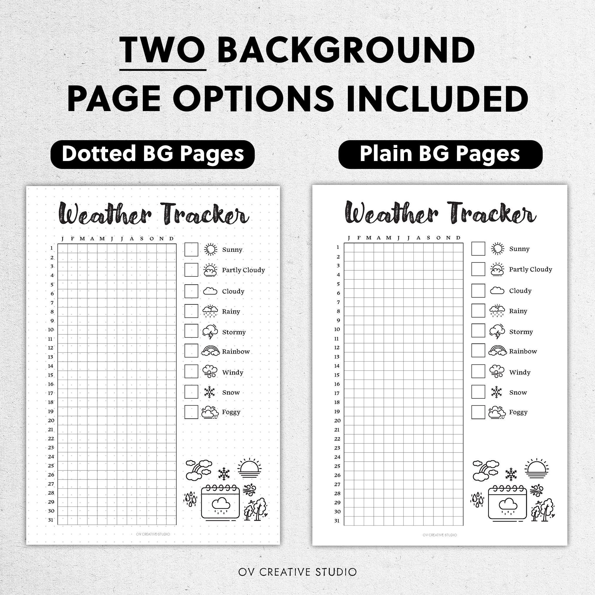 Yearly Productivity Pixel Tracker Bundle, Printable Premade Bullet ...