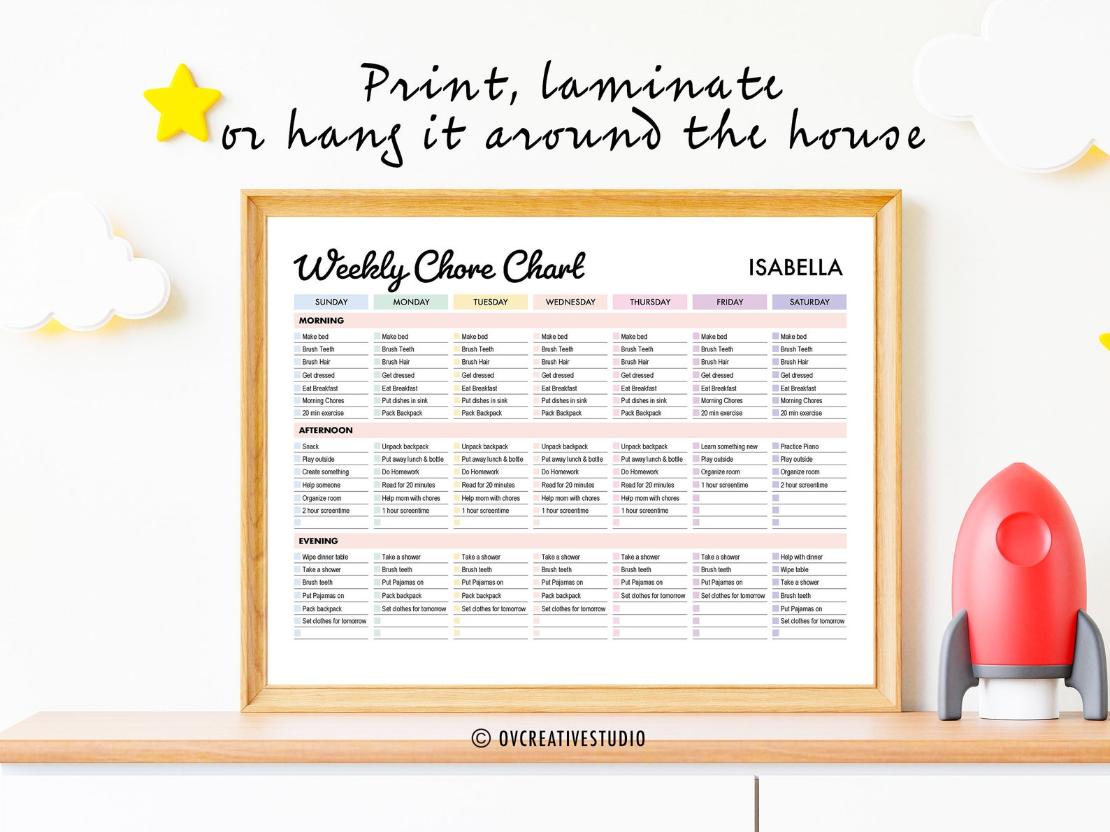 Editable Weekly Chore Chart for Multiple Kids | Printable, Digital ...