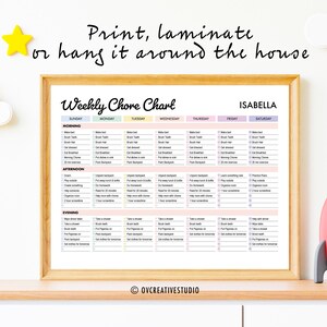 Editable Weekly Chore Chart for Multiple Kids | Printable, Digital ...