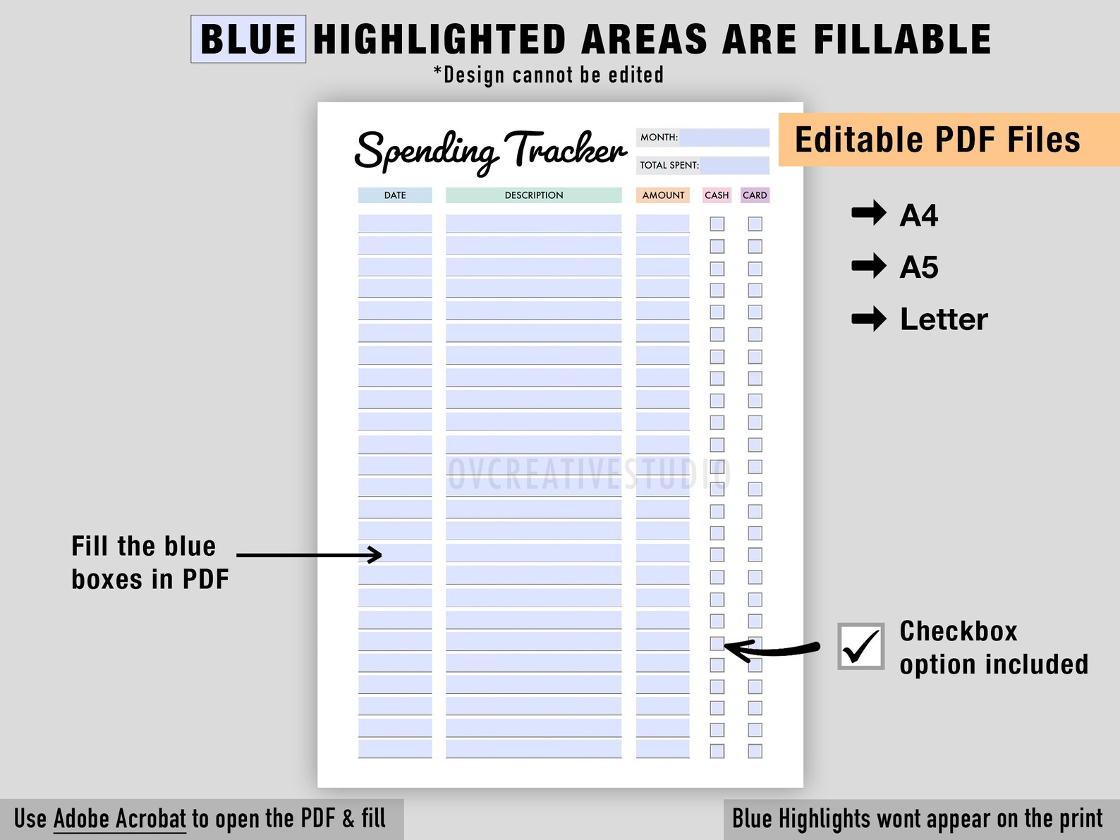 Editable Spending Tracker | Expense Tracker Printable | Digital ...