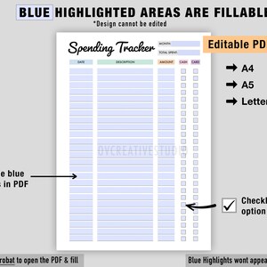 Editable Spending Tracker | Expense Tracker Printable | Digital ...