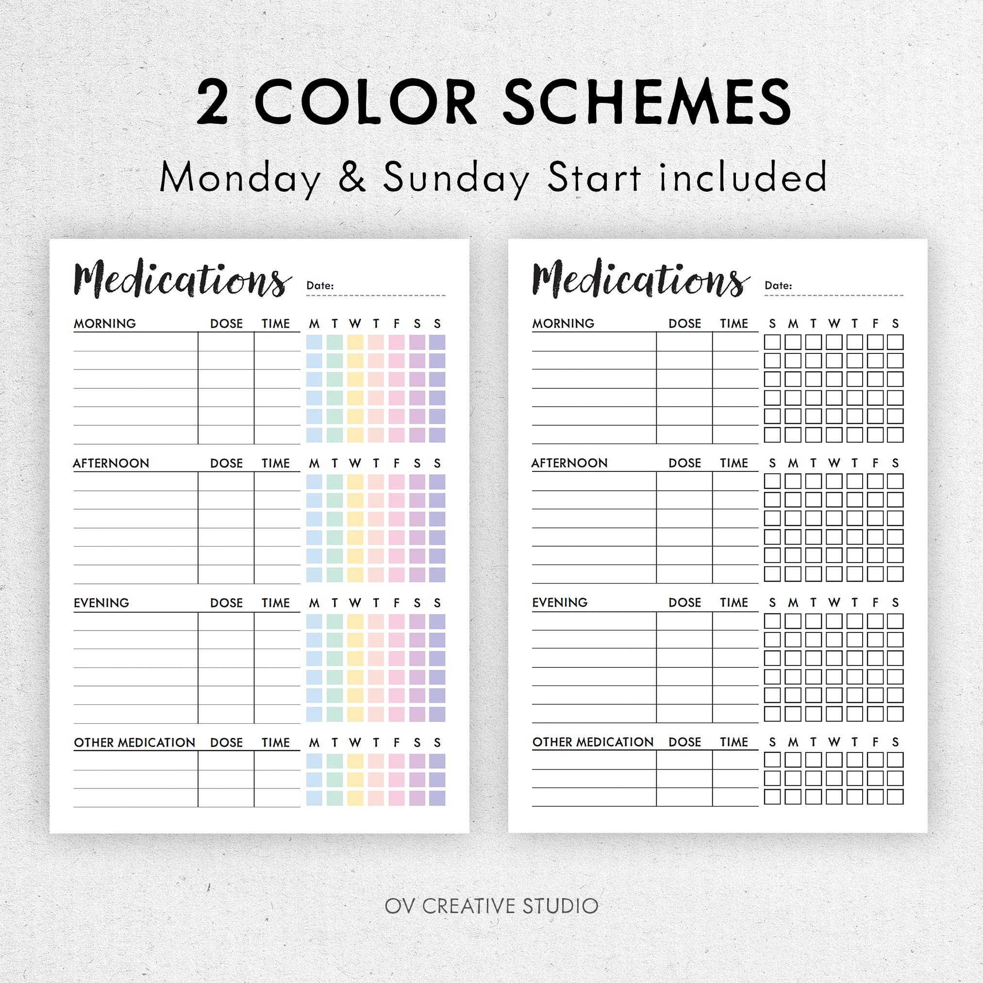 Editable Medication Schedule | Printable Easy Medicine Chart | Weekly ...