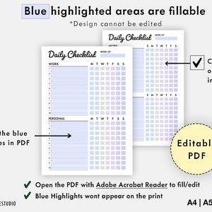 Editable Daily Checklist | Printable Weekly to Do List | Daily ...